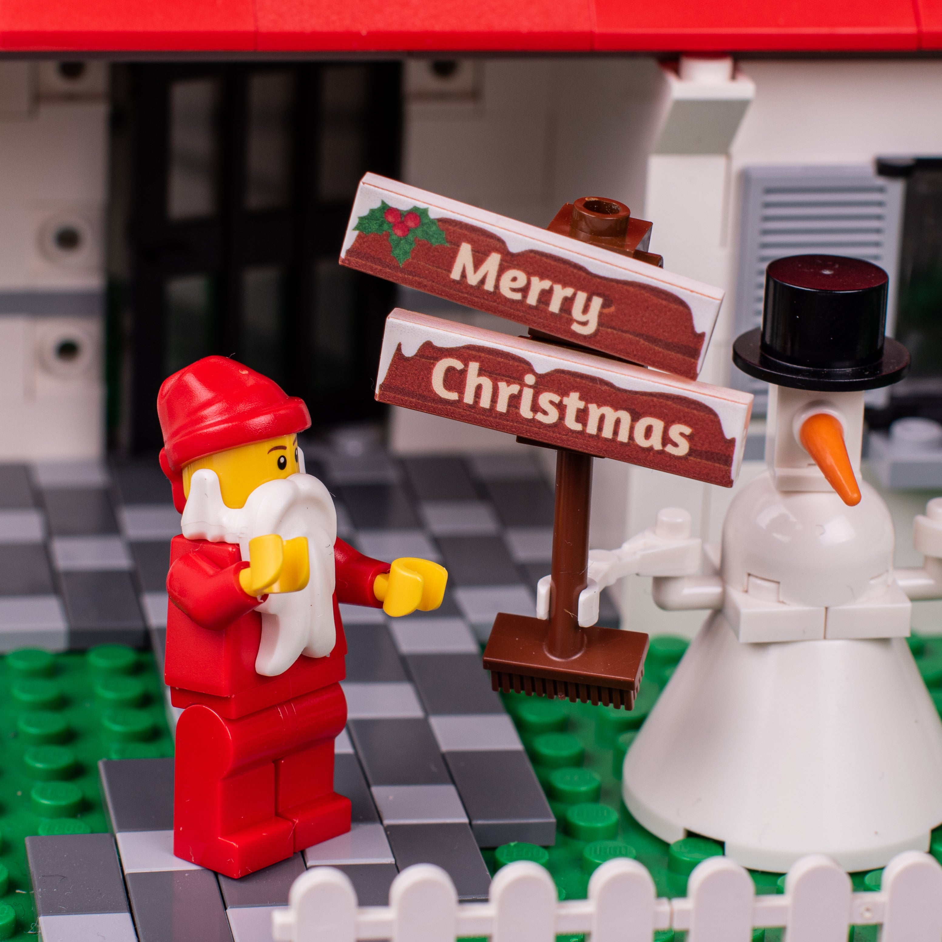Custom LEGO print Merry Christmas op 2 bruine 1x4 LEGO tegels ...